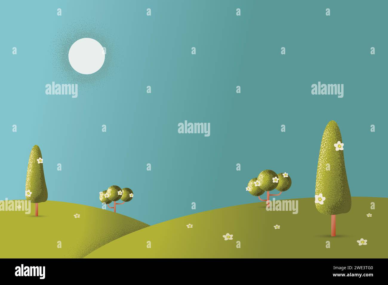 Meadow landscape with grass foreground texture style vector ...