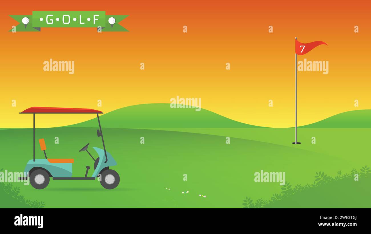 Background of golf field beautiful landscape,Golf hole banner vector ...