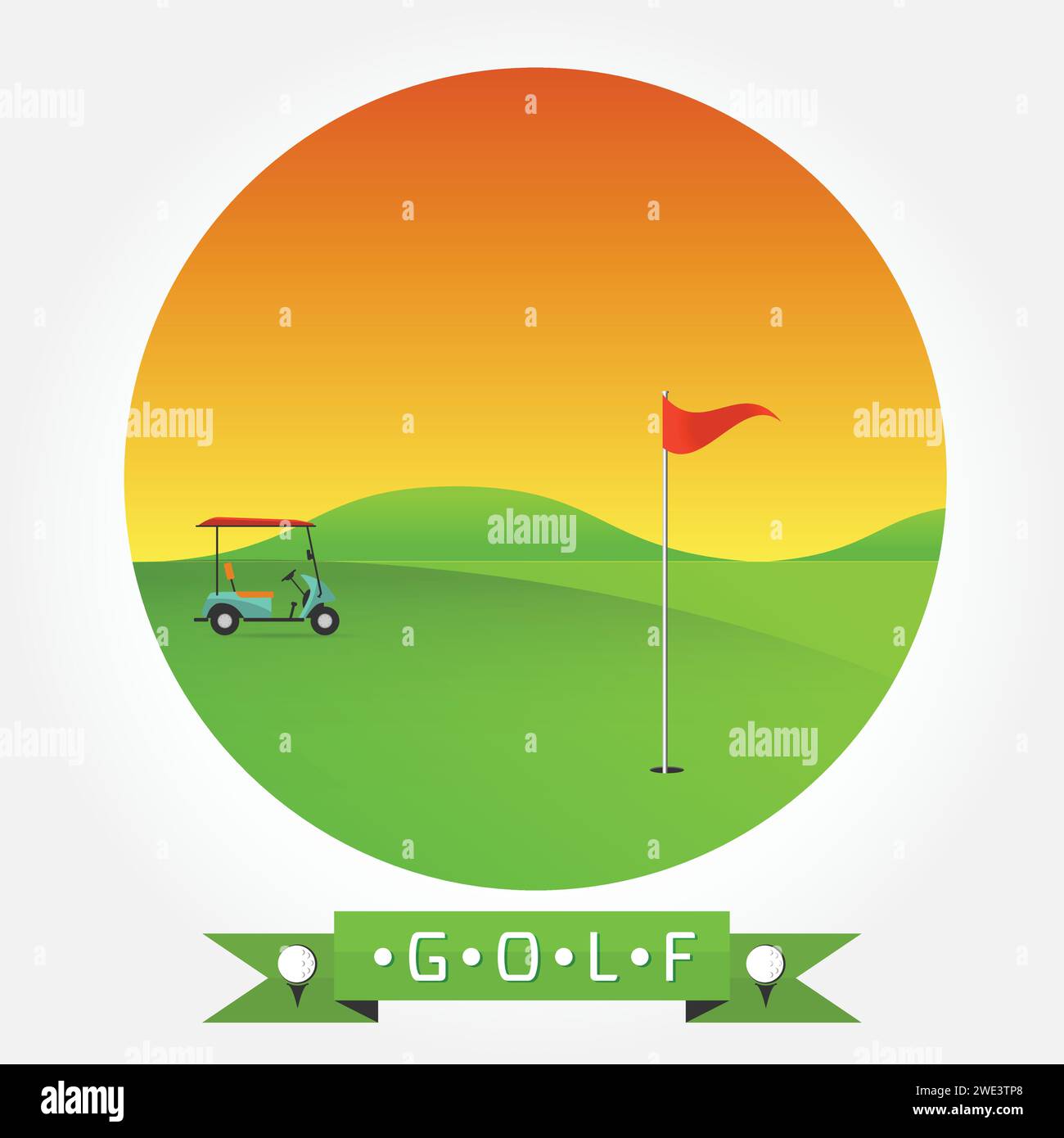 Background of golf field beautiful landscape,Golf hole banner vector ...