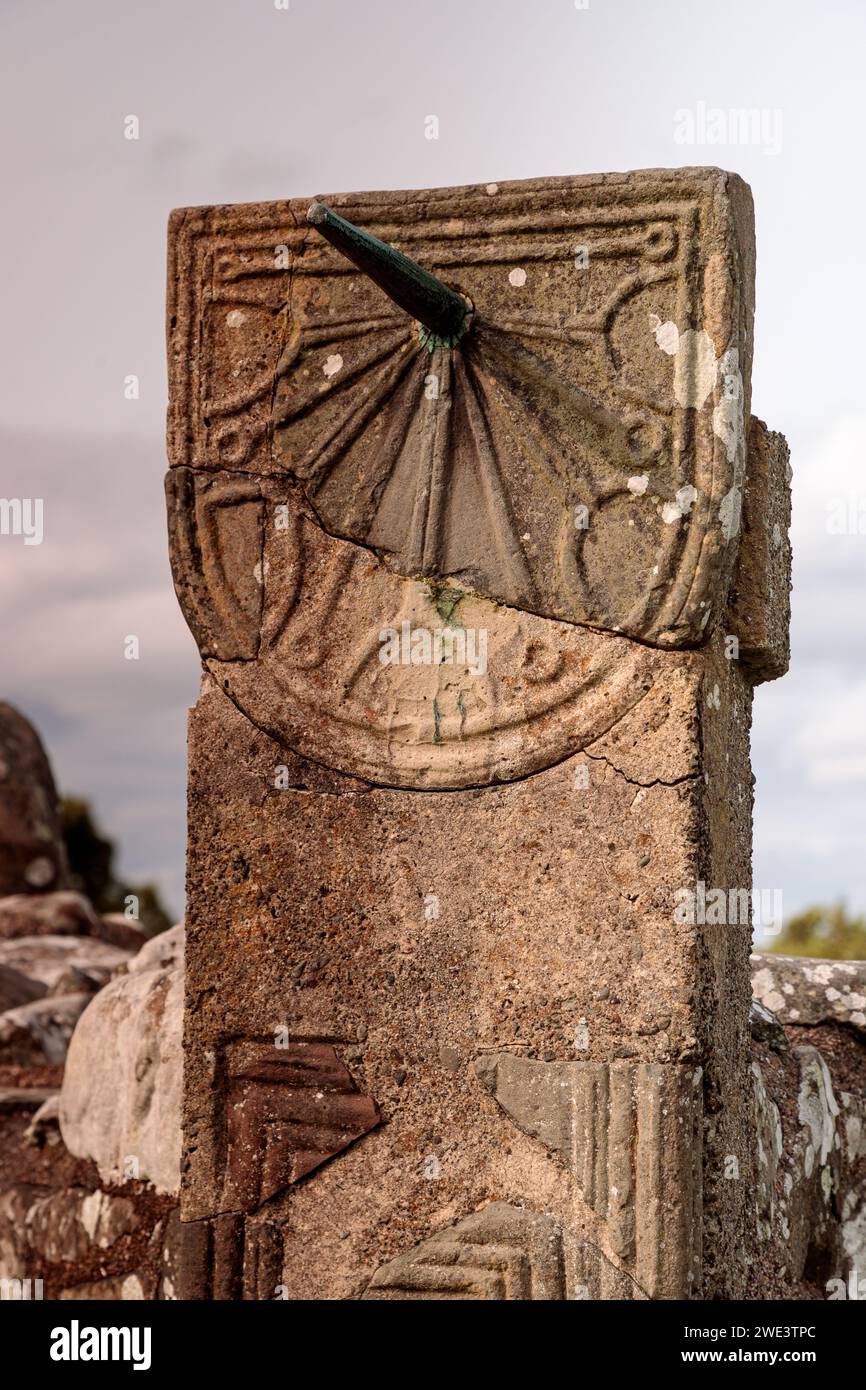 Ancient sundial at Mahee Island, County Down, Northern Ireland Stock ...