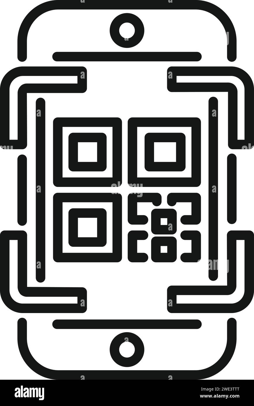 Scan smart check icon outline vector. Pay cell app. Quick coding space ...