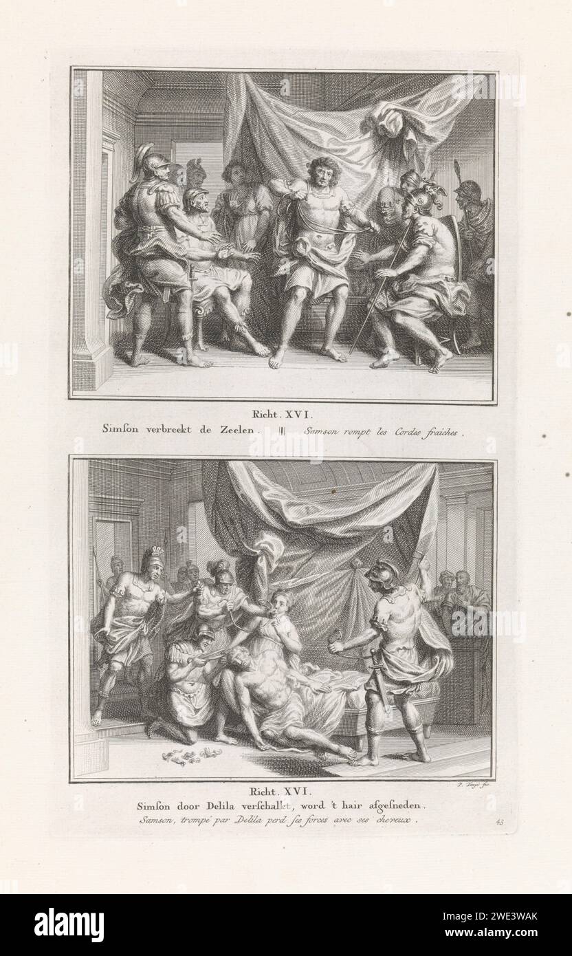 Simson breaks the ropes / Simson and Delila, Pieter Tanjé, 1791 print ...