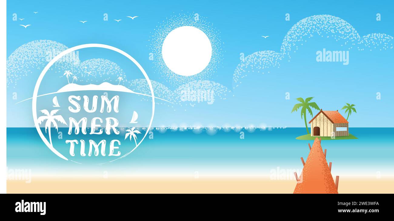 Beach sea with villa beautiful horizontal hotel seaside concept Summer ...