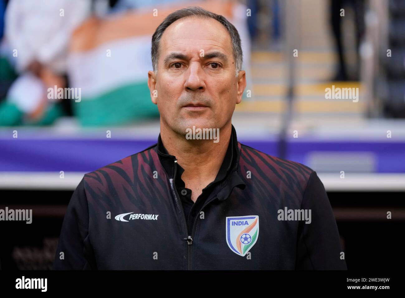 India's head coach Igor Stimac stands for their national anthem prior ...