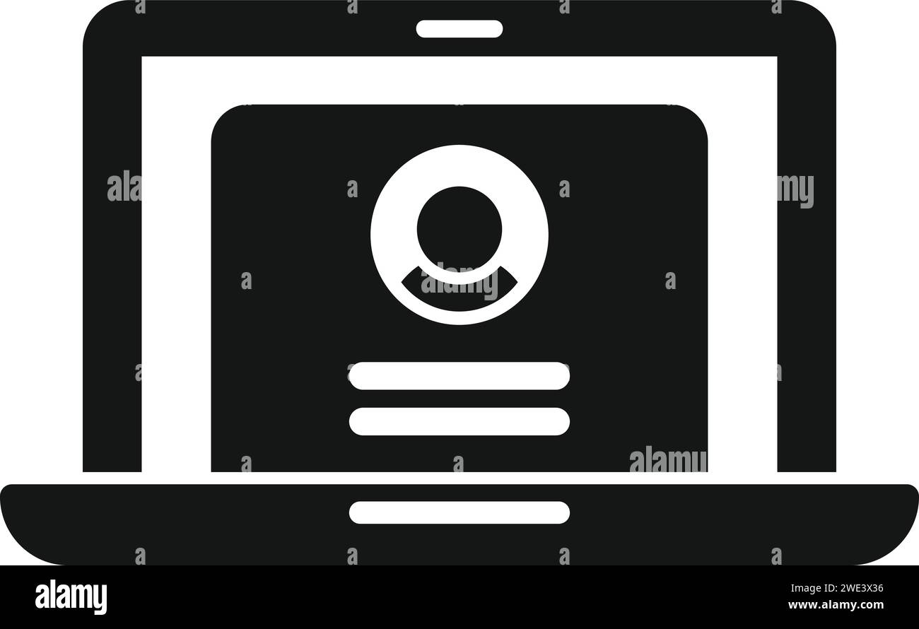 Laptop find new candidate icon simple vector. Online hr. New business ...