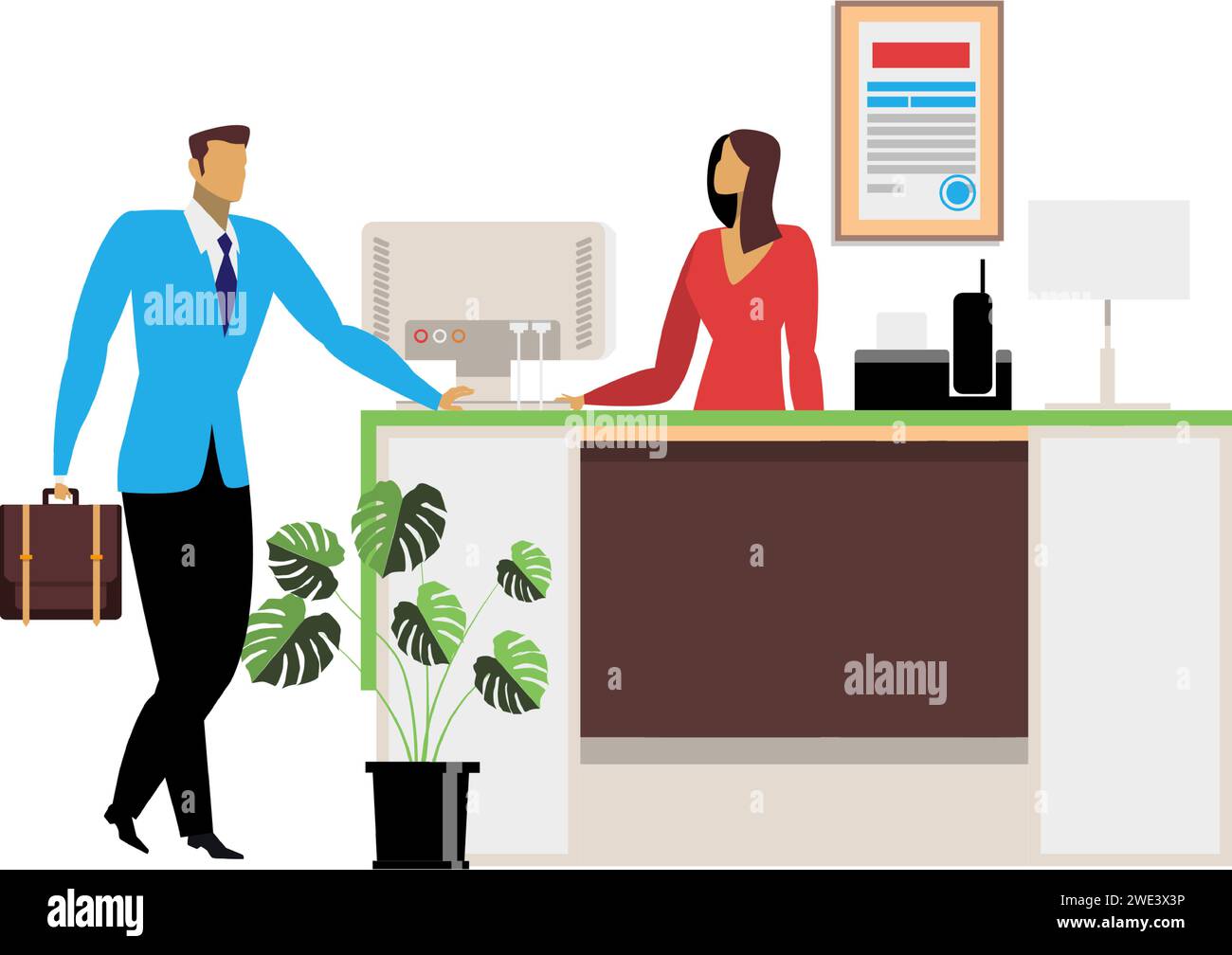 Hotel reception counter employee Stock Vector Images - Alamy