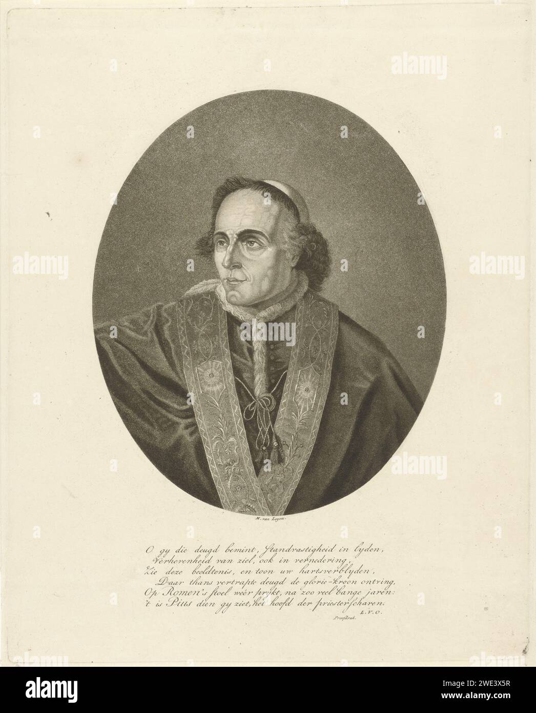 Portrait of Pius VII, Martinus van Looyen, 1806 - 1814 print Portret ...