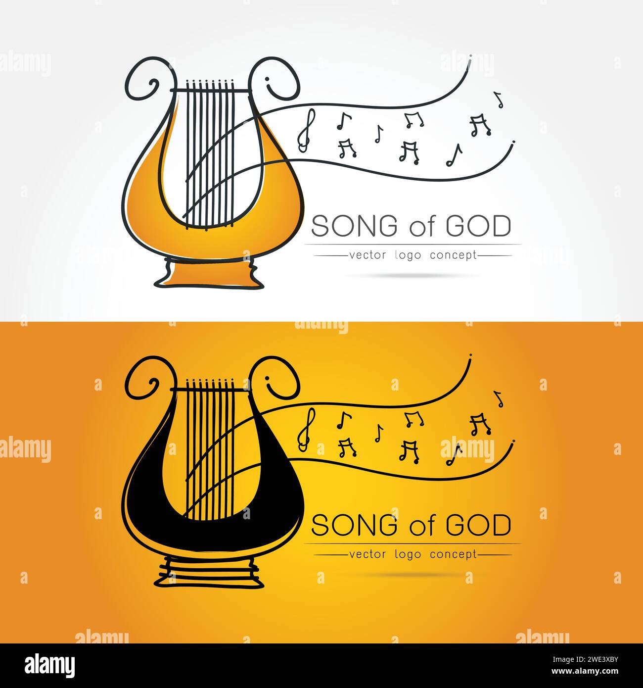 Modern linear thin flat design. The stylized image of lyre logo ...