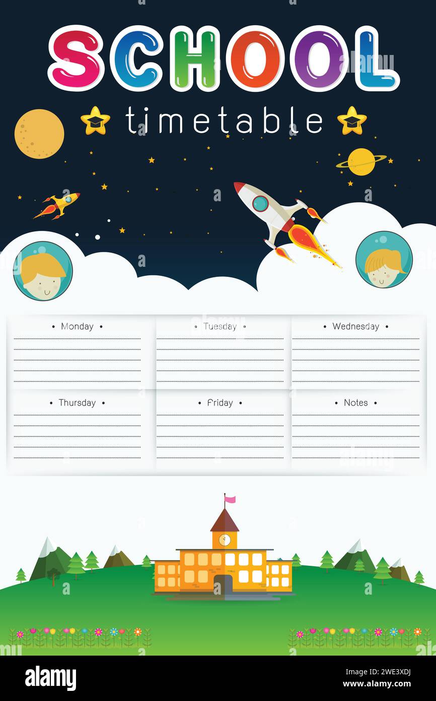 space background frame design of School Timetable, Schedule,Weekly ...