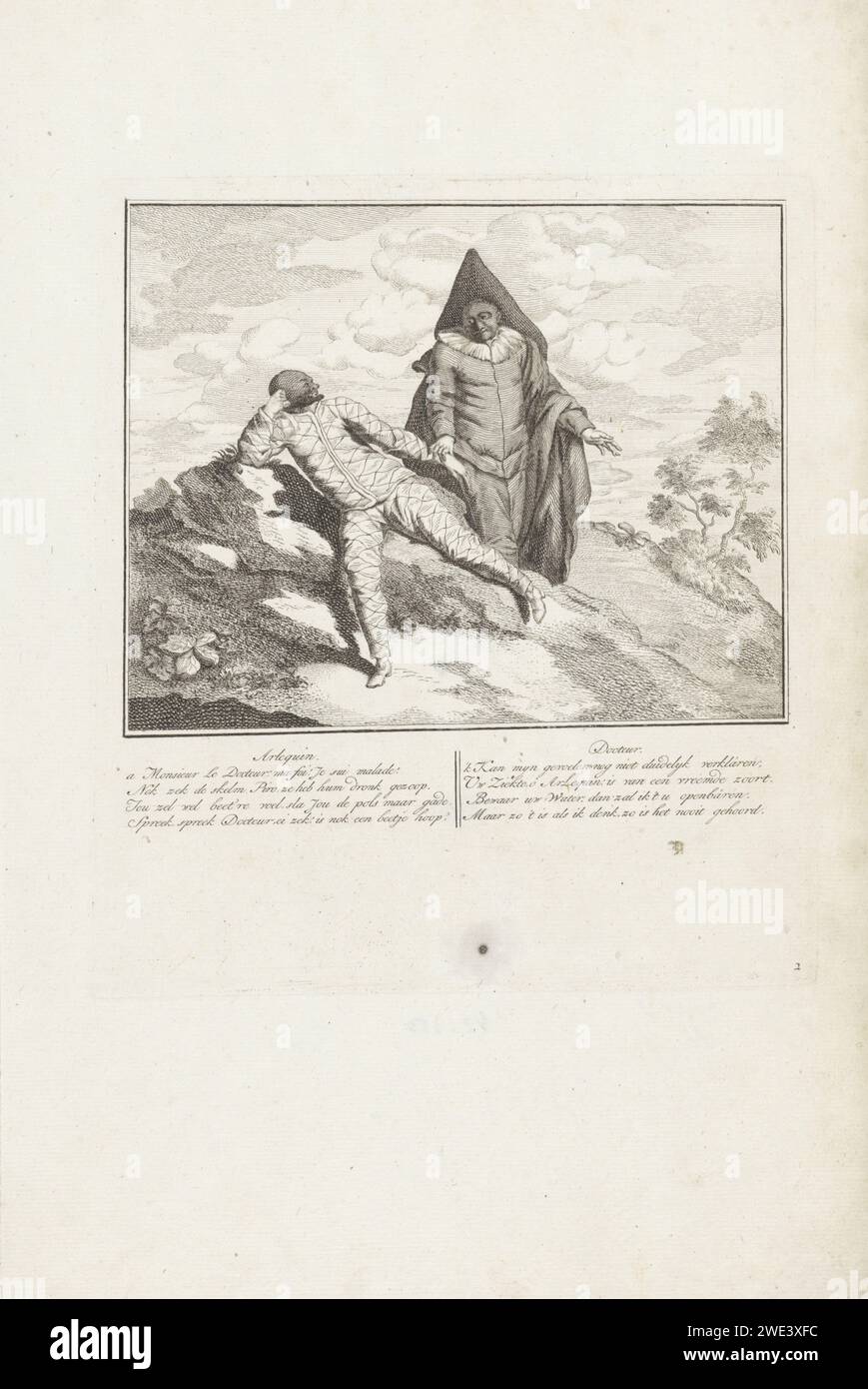 The doctor feels the wrist of Arlequin, Anonymous, after Gerardus ...