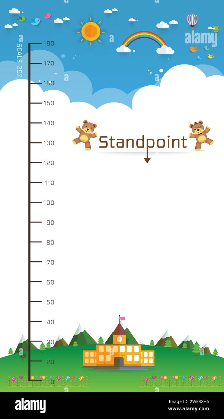 Background of Meter wall with teddy bear , meter from 10 to 180 ...