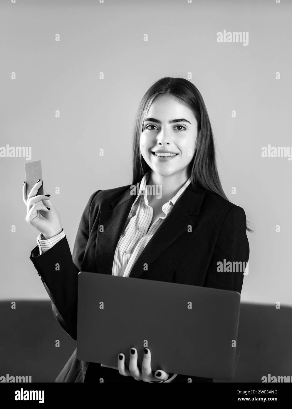 Portrait of young businesswoman accountant in formal wear at office ...
