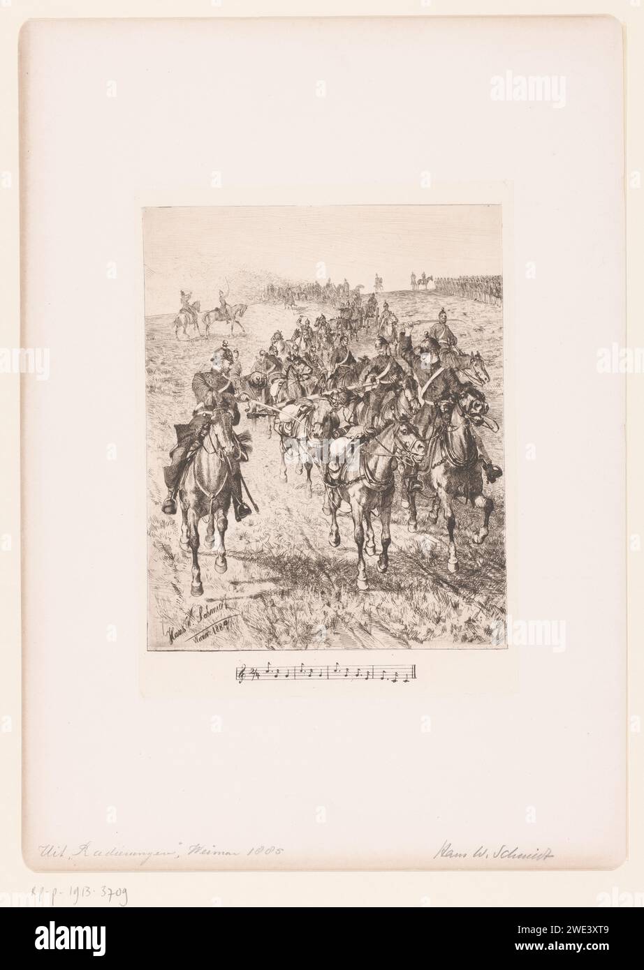 Artillery, HANS W. Smidt, 1885 print Weimar paper. etching assembling ...