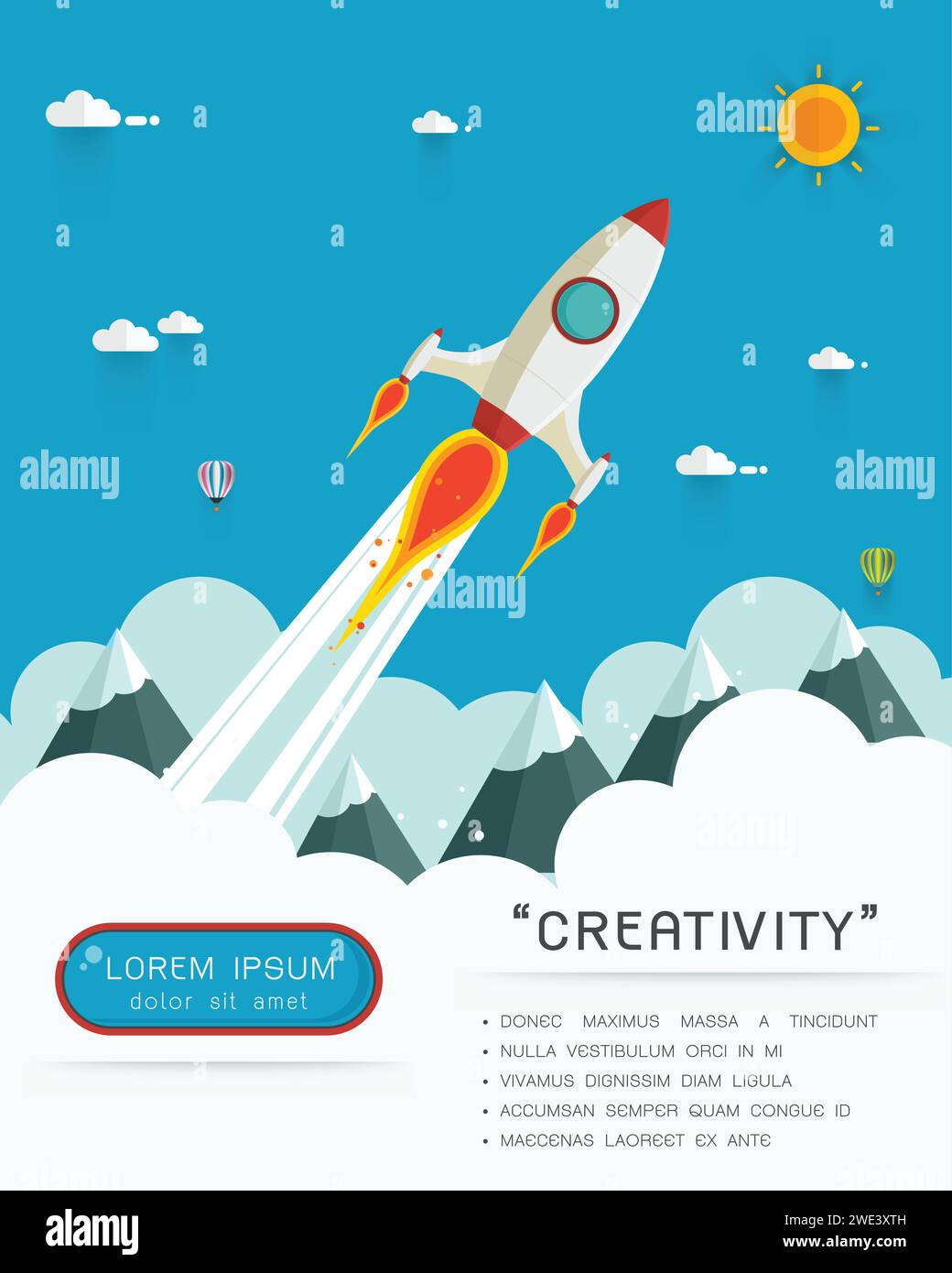 Space rocket launch. Start up concept flat style.Vector illustration ...
