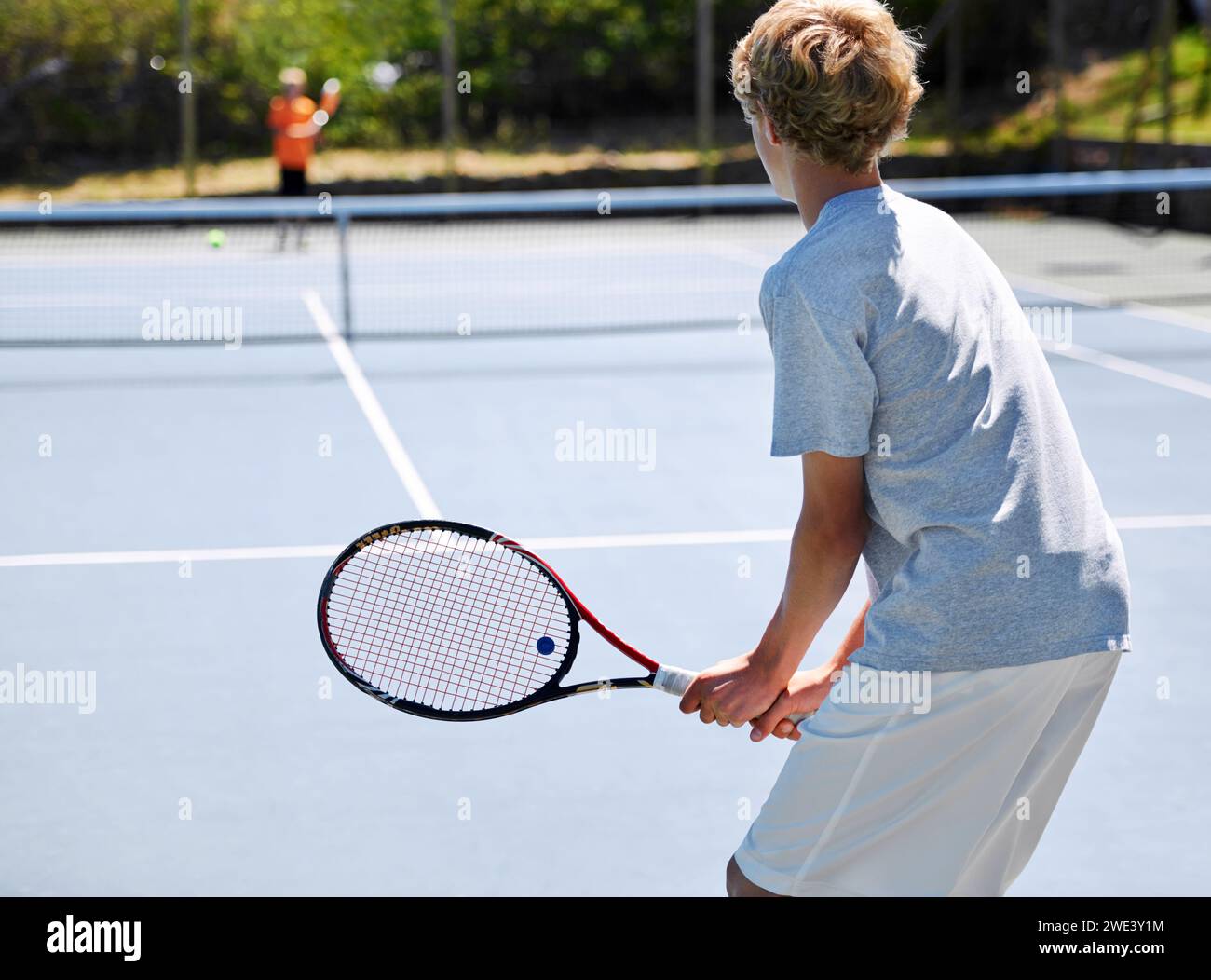 Tennis, back and person with energy, competition and performance with ...