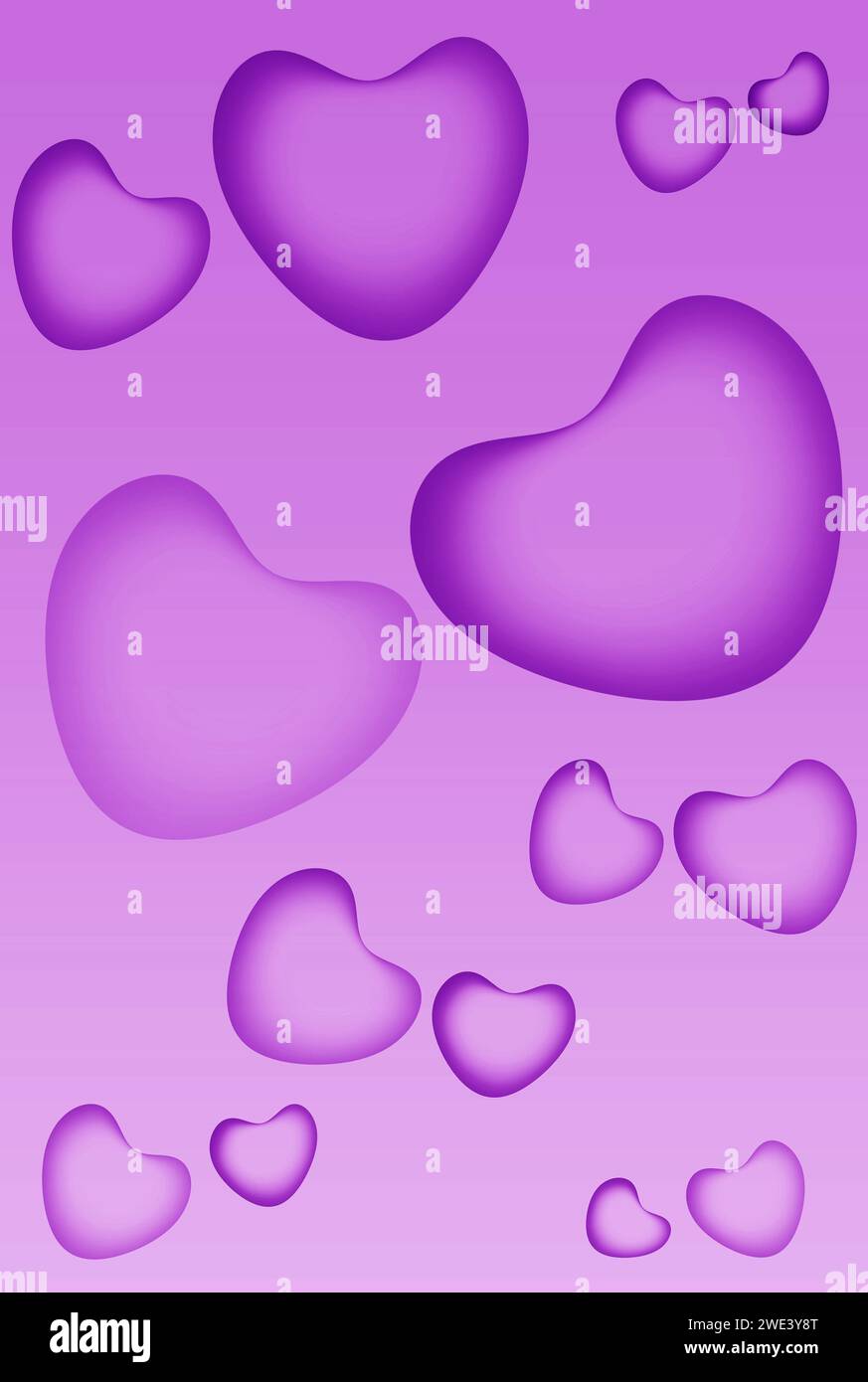 Illustration of 3D Various Sized Hearts Pattern on Gradient Purple ...