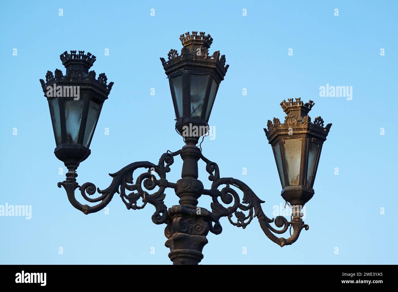 Vintage street lamps of the Historical Centre of Cusco, Peru, South ...
