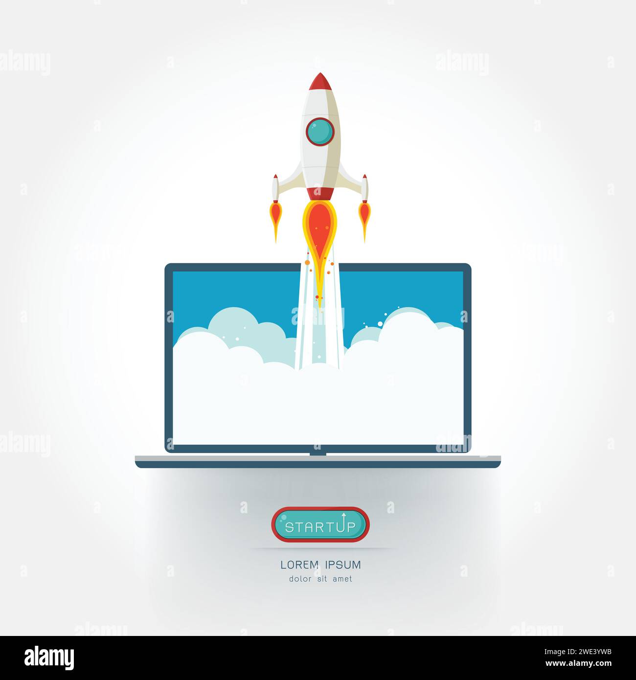 Space rocket launch. Start up concept flat style.Vector illustration ...