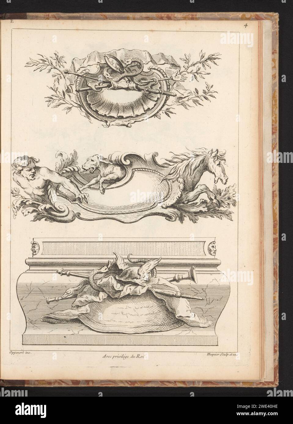 Three designs for cartouches, c. 1725 - c. 1750 print Cartouches with ...