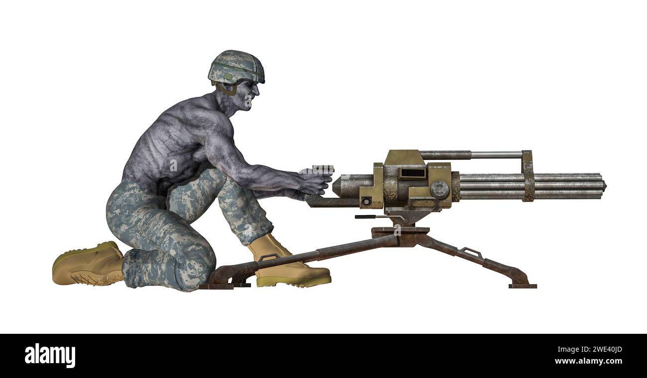 Soldier in machine gun position hi-res stock photography and images - Alamy