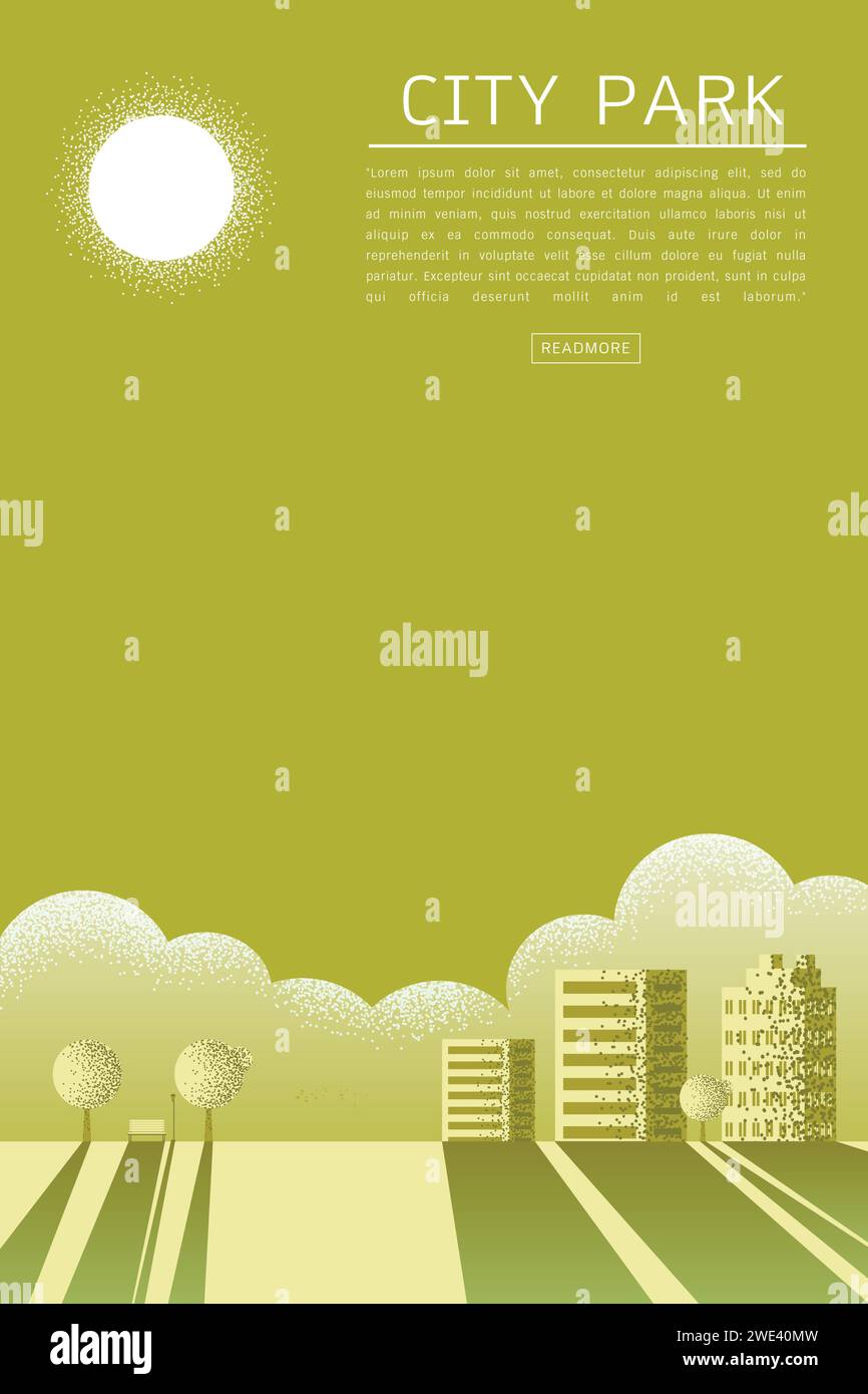 Beautiful City Park vertical Nature landscape Natural landscape flat modern linear style. a ...