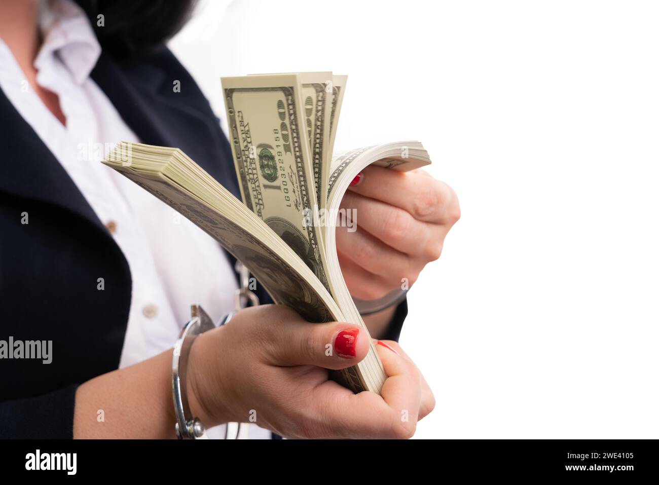 Close-up of illegal cash money counted by adult businesswoman in ... Close-up of illegal cash money counted by adult businesswoman in ...