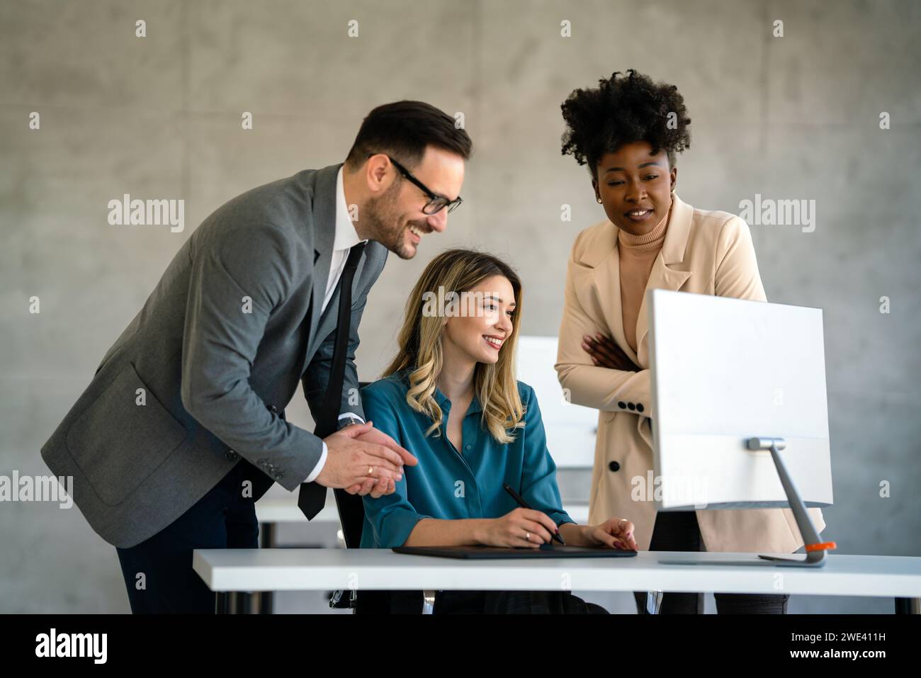 Group of diverse multiethnic business people and software developers ...