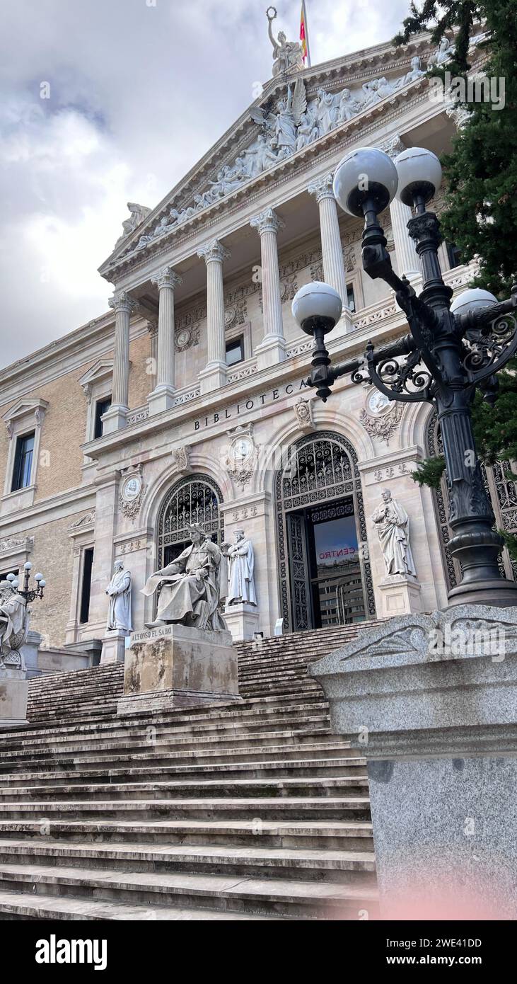 facade of the National Library in Madrid Stock Photo - Alamy