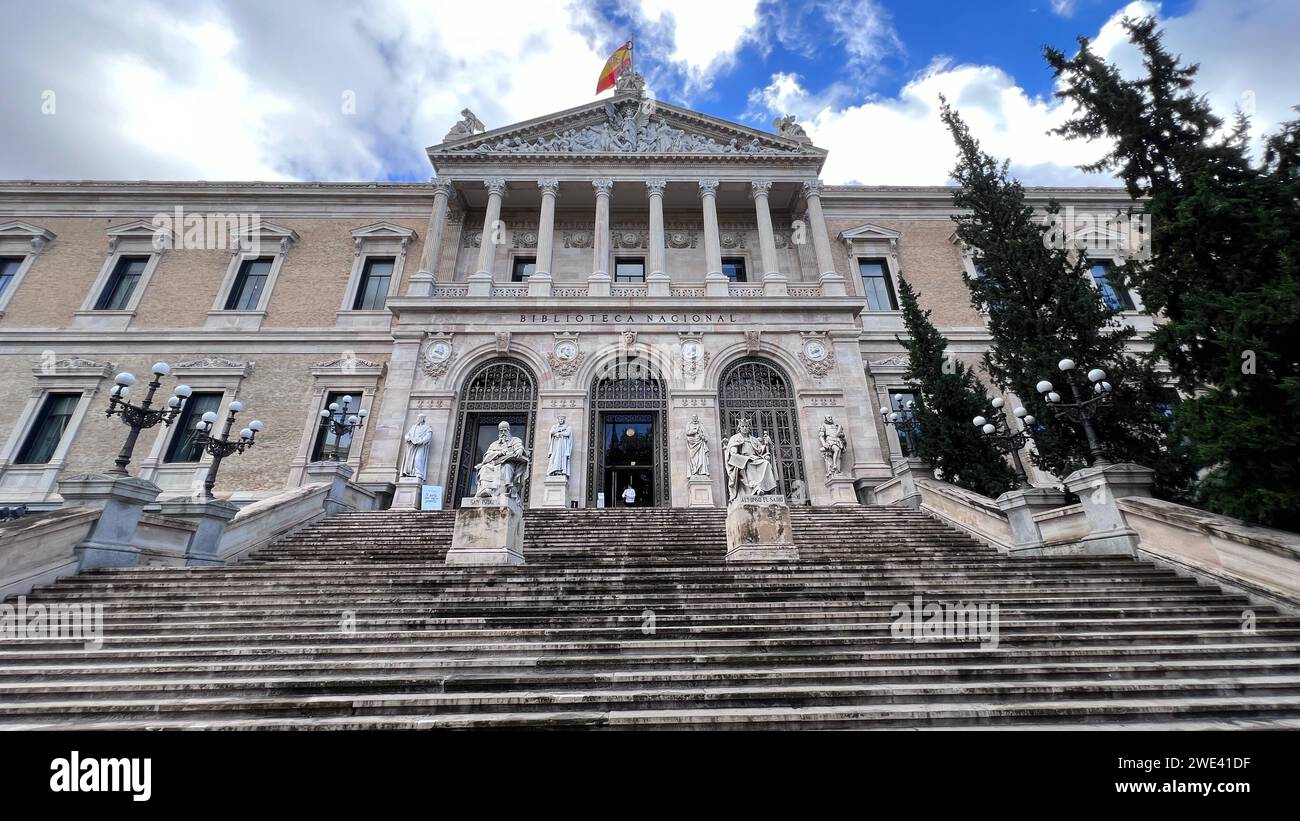 facade of the National Library in Madrid Stock Photo - Alamy