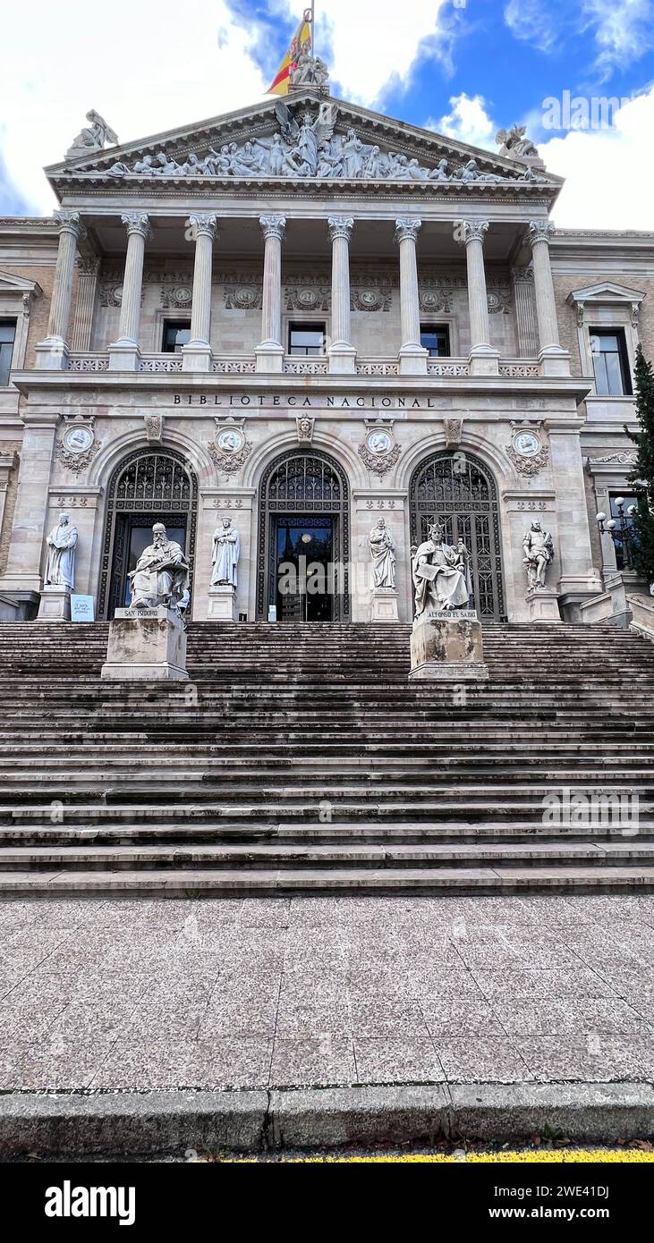 facade of the National Library in Madrid Stock Photo - Alamy