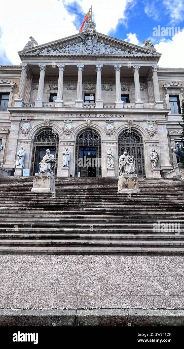 facade of the National Library in Madrid Stock Photo - Alamy