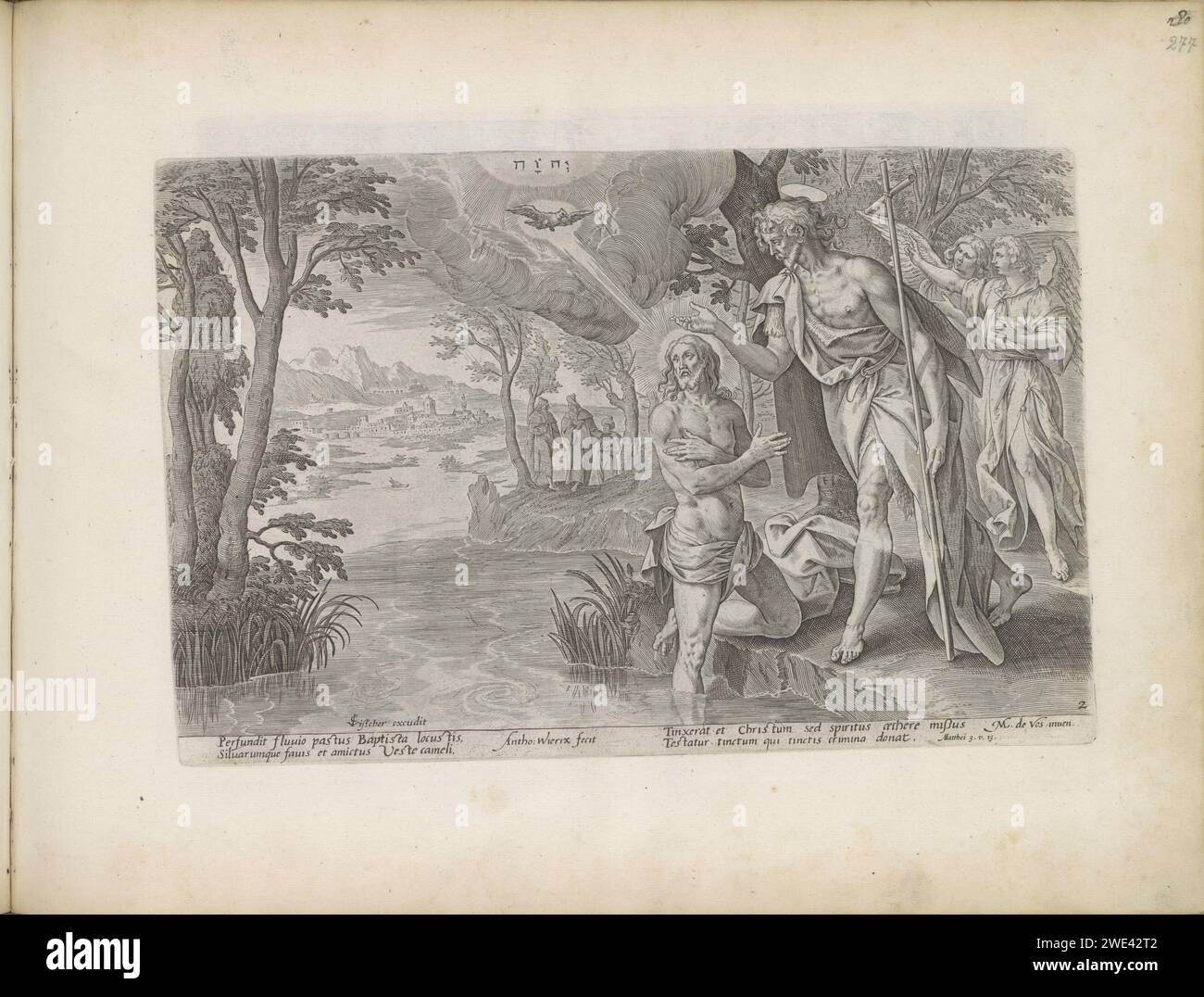 Baptism of Christ, 1643 print Christ is baptized by John the Baptist and the Holy Spirit ...