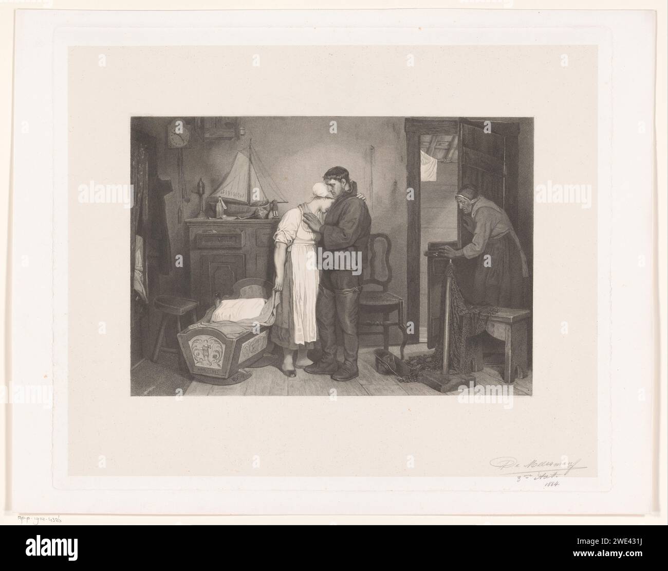 Fisher's interior with mourning couple at an empty cradle, François de ...