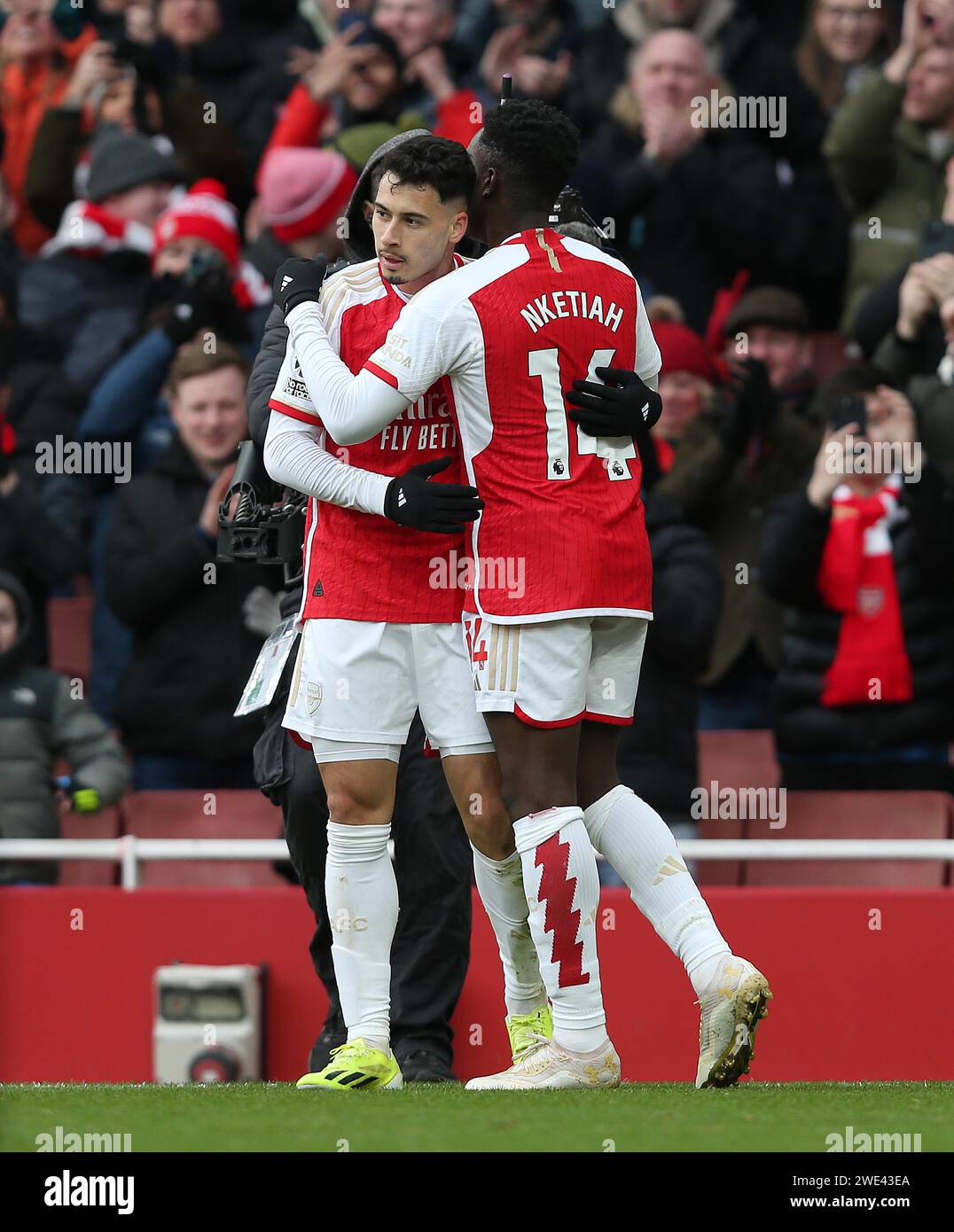 GOAL 4-0, Gabriel Martinelli of Arsenal goal celebration with Eddie ...