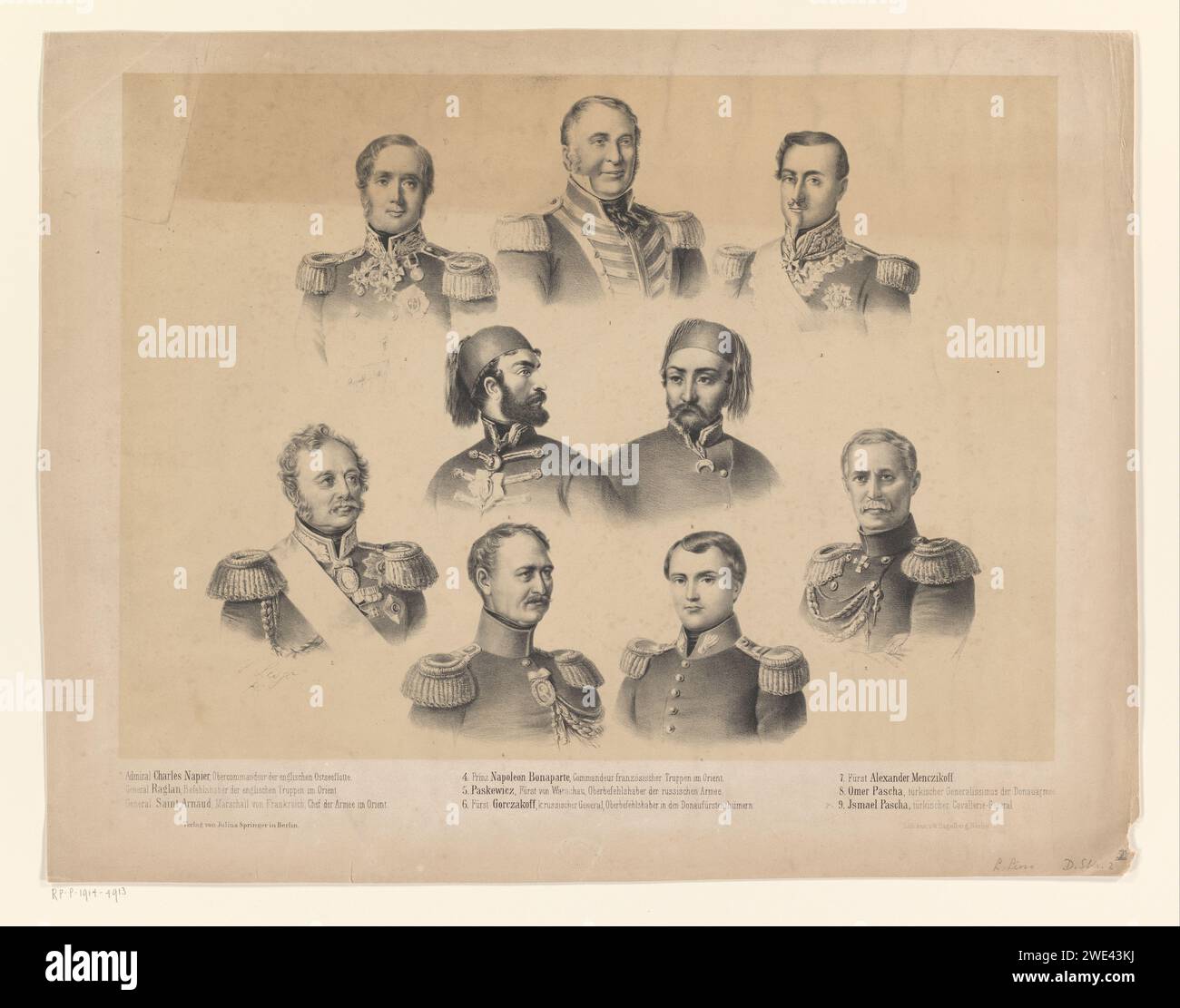Portraits of nine generals, Louis Lisso, 1820 - 1860 print Portretten ...