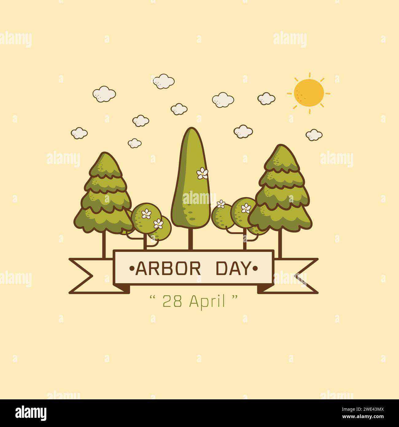 Logo icon National Arbor Day on yellow background Vector illustration ...