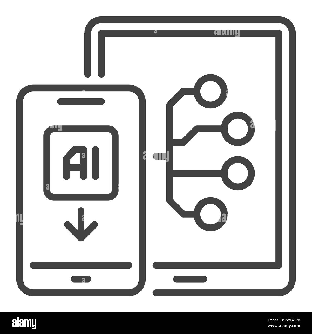 AI Smartphone with Tablet vector Artificial Intelligence concept outline icon or symbol Stock ...