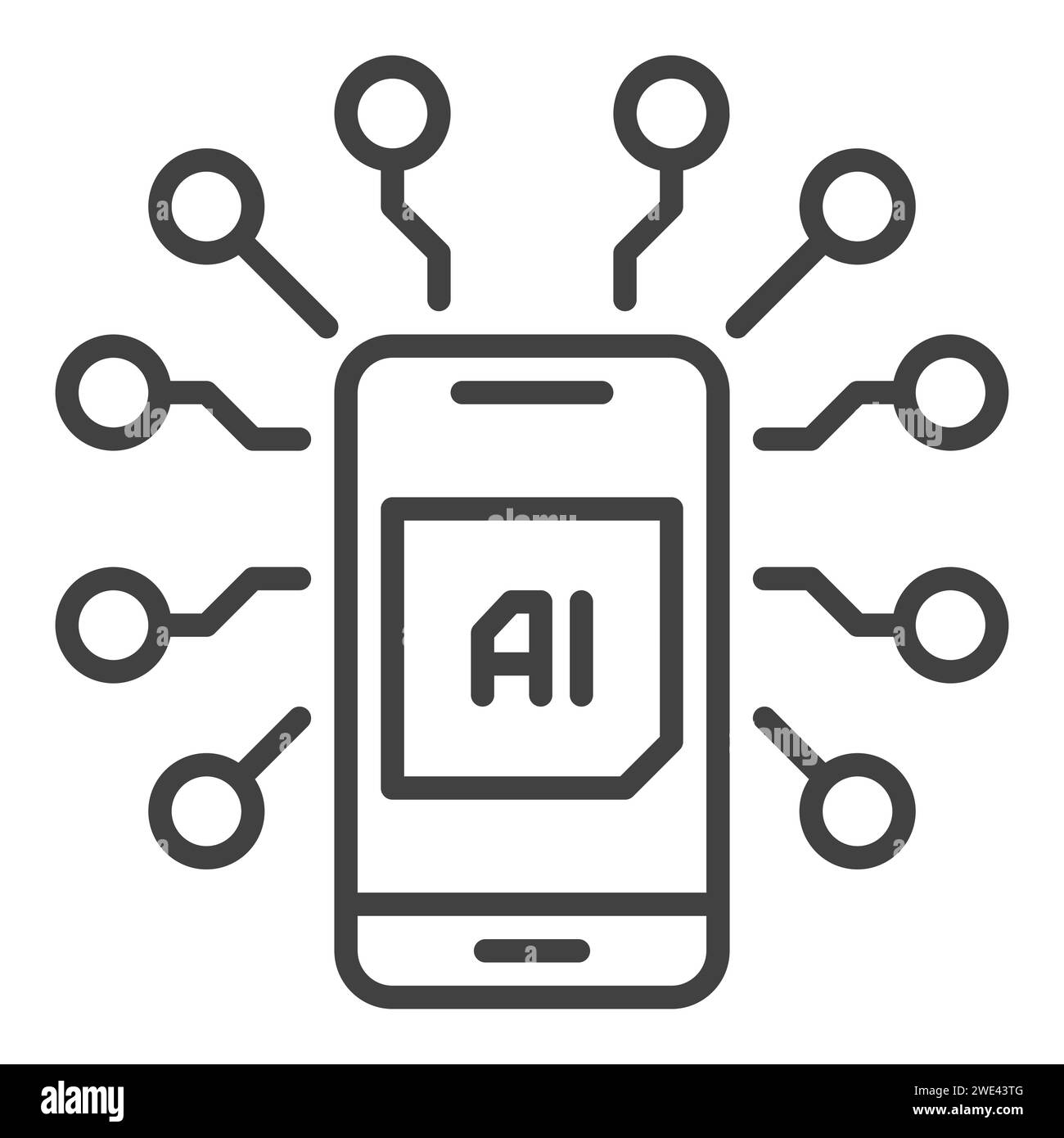 Artificial Intelligence Smart Phone vector AI Phone concept icon or ...