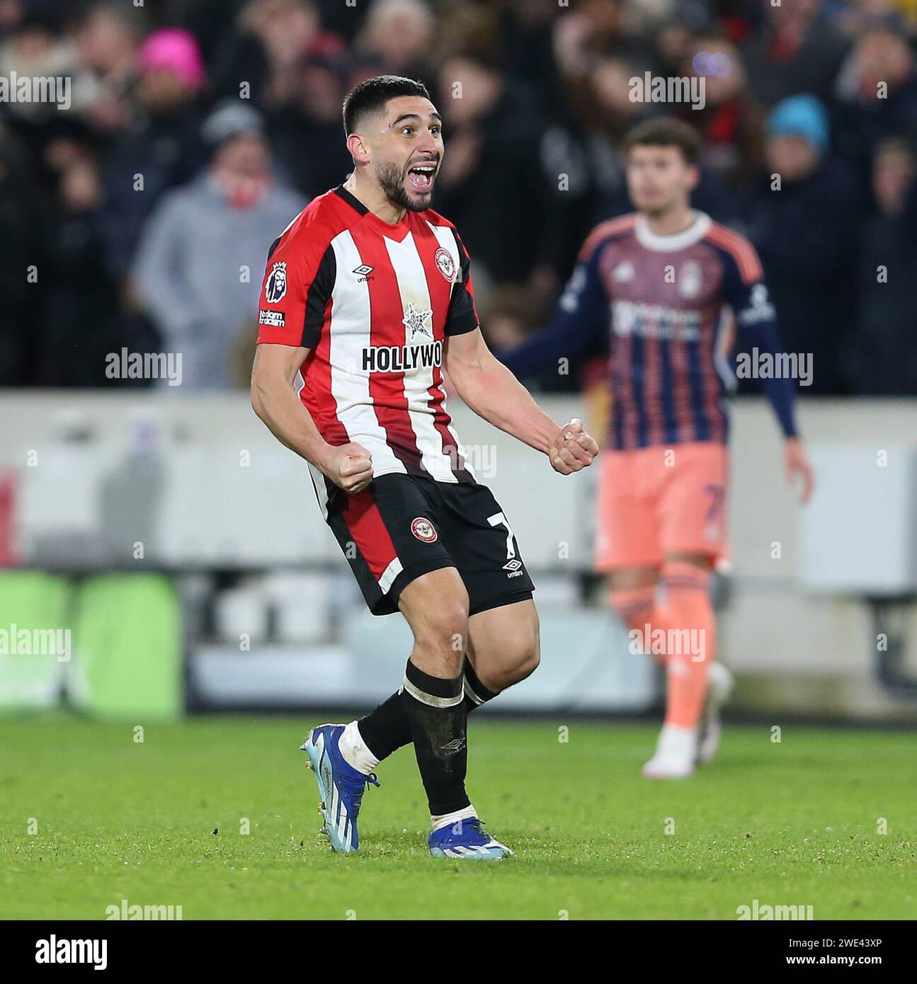 GOAL 3-2, Neal Maupay of Brentford goal celebration after VAR awards ...