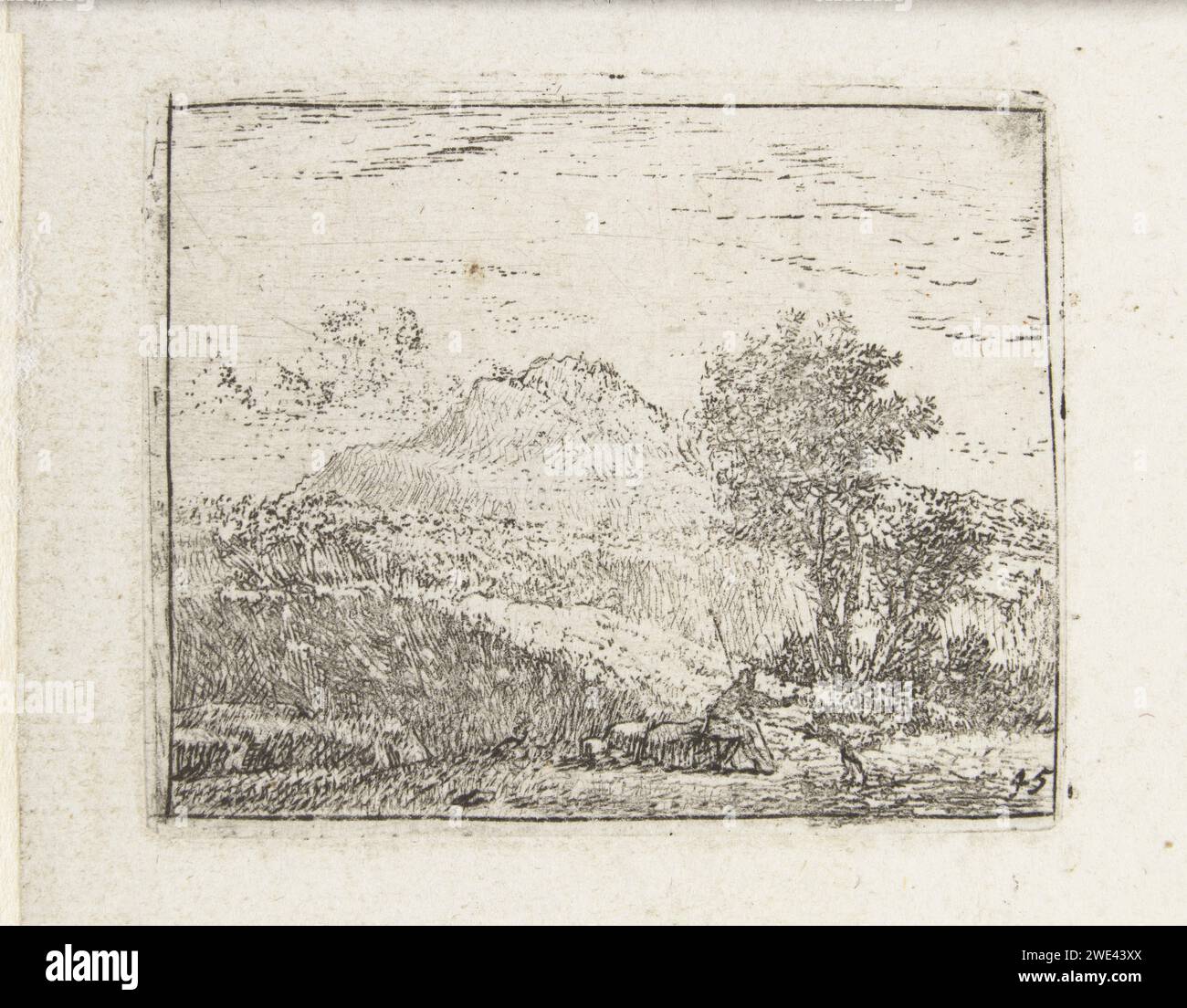 Italianizing landscape with shepherd and dog, 1652 - 1659 print Is part ...