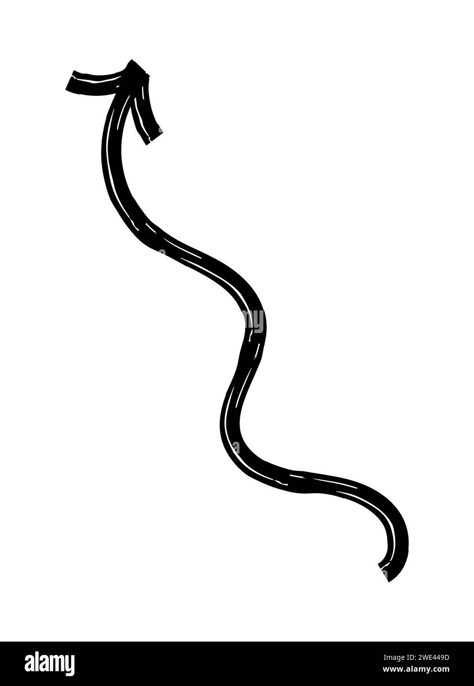 Hand drawn crayon chalk charcoal line arrow. curvy and wavy arrow ...