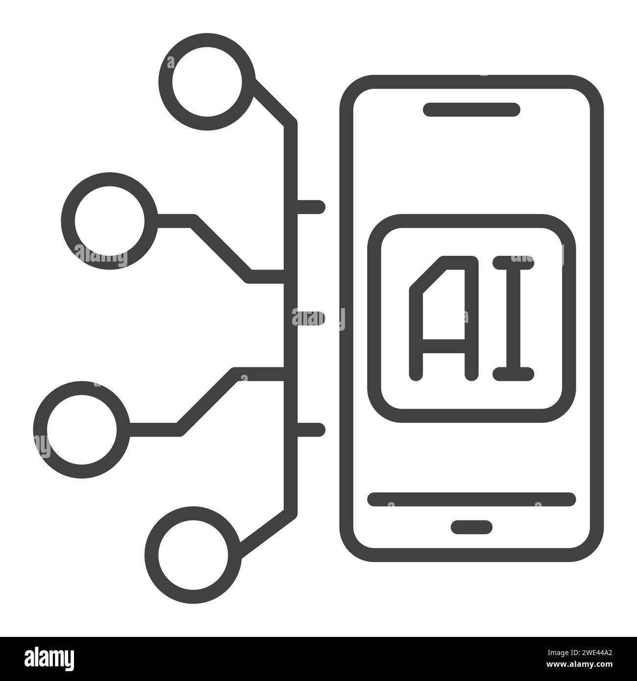 Artificial Intelligence Smart Phone vector AI Smartphone concept icon ...