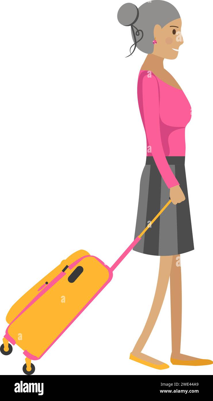 Woman walking trolley on Stock Vector Images - Alamy