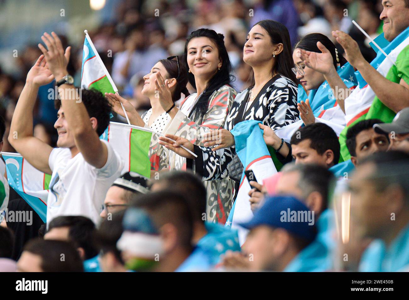 Doha, Qatar. 23 January, 2024. AUSTRALIA VS UZBEKISTAN：Group B - AFC Asian Cup Qatar at Al ...