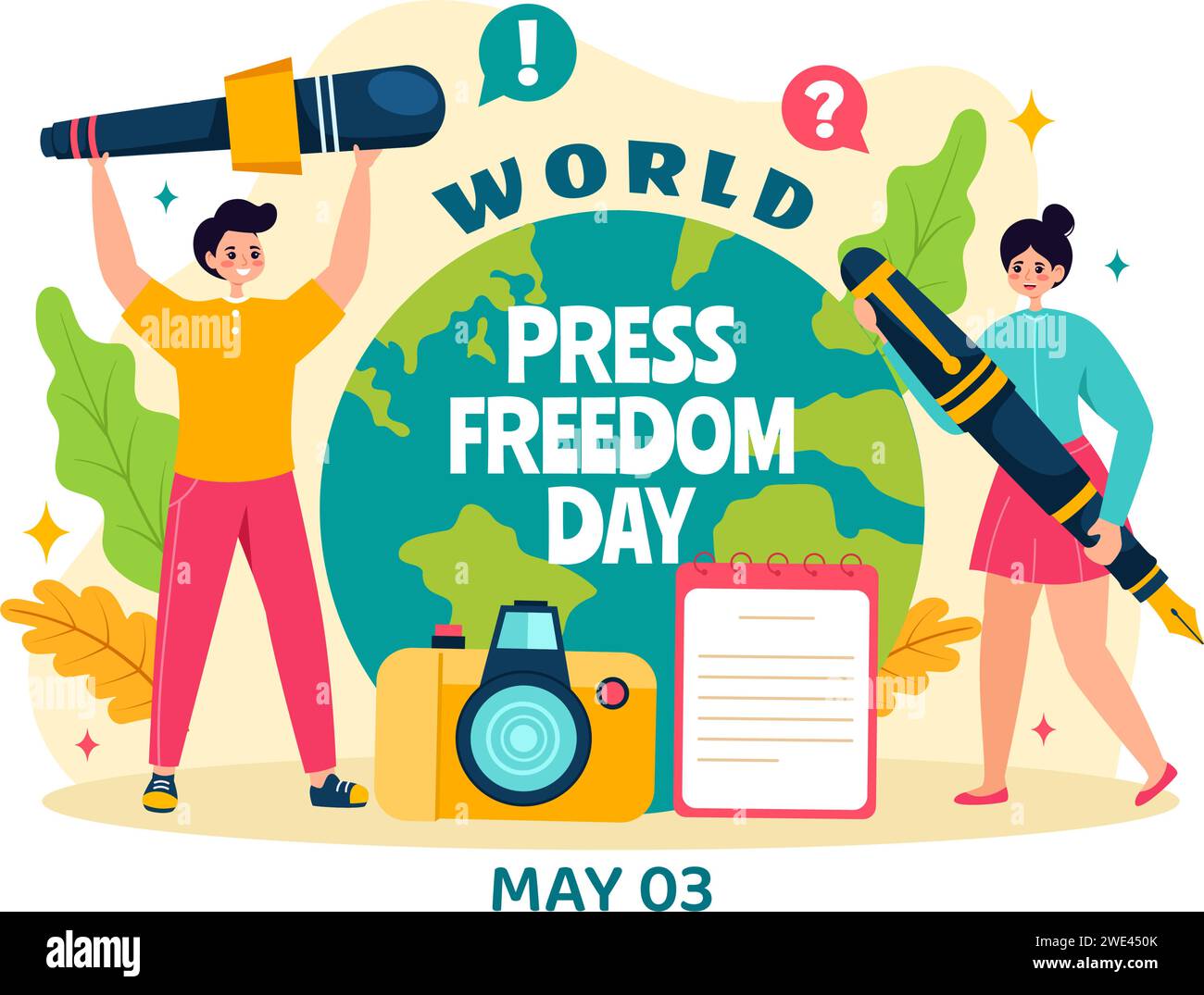 World Press Freedom Day Vector Illustration on May 3 with News ...
