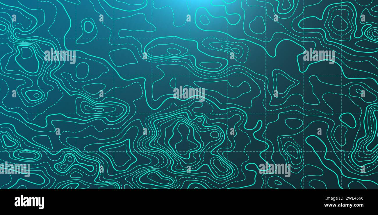 Ocean bottom topographic line map curvy wave isolines vector ...