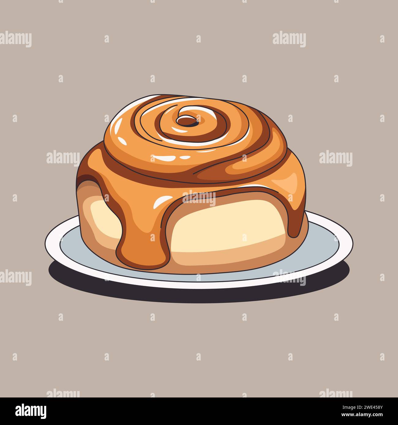 Cartoon Sticky Bun Food Sweet Vector Illustration Stock Vector Image And Art Alamy