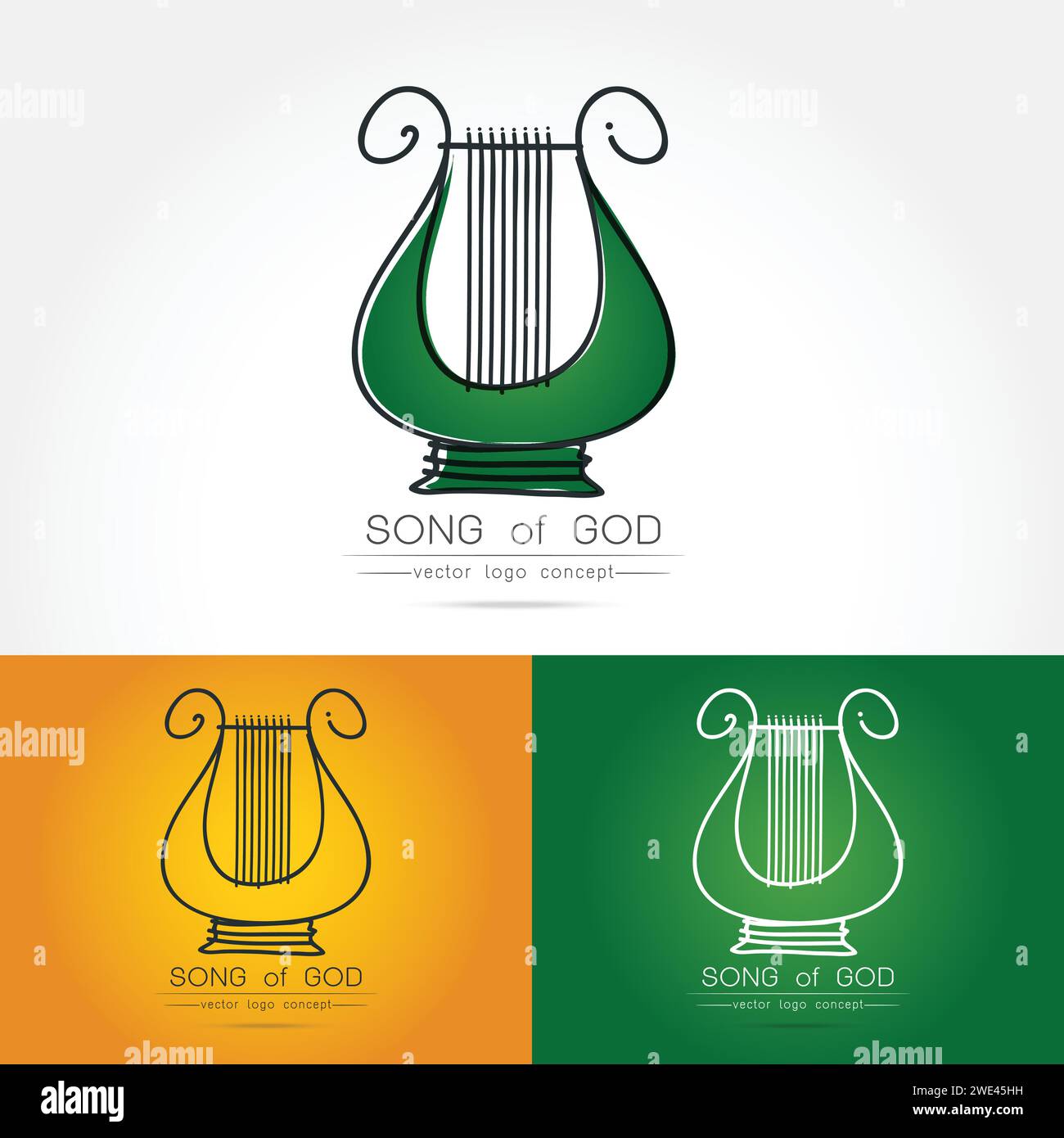 Modern linear thin flat design. The stylized image of lyre logo ...