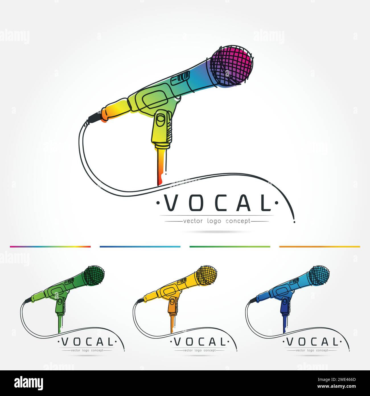 Modern linear thin flat design.Logo template for vocal or music school ...