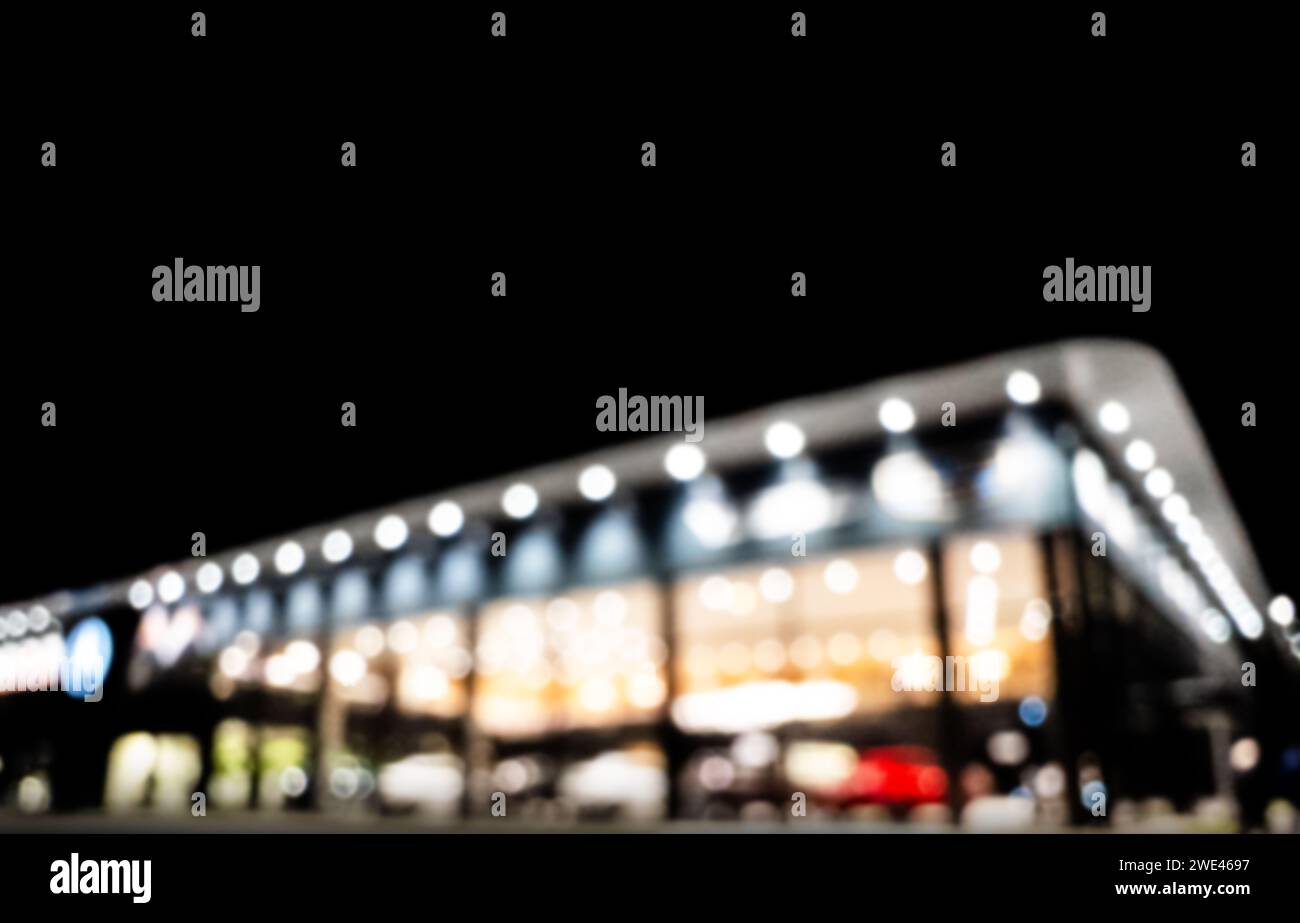 Blurred background with car dealership exterior. Abstract blurred photo ...